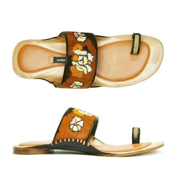 MEHER KAKALIA | Shoes | New Meher Kakalia Frida Toe Ring In Td Cognac ...